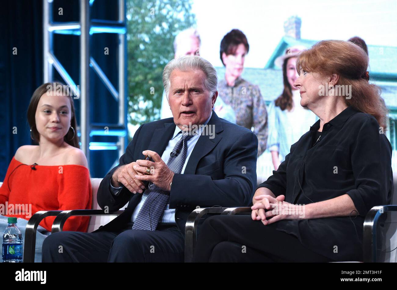 Ella Ballentine, from left, Martin Sheen and Sara Botsford participate ...