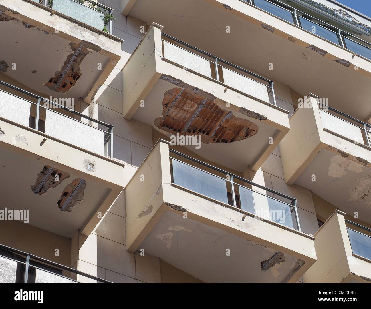 repairment of damaged resistance bars in balcony concrete slab Stock ...