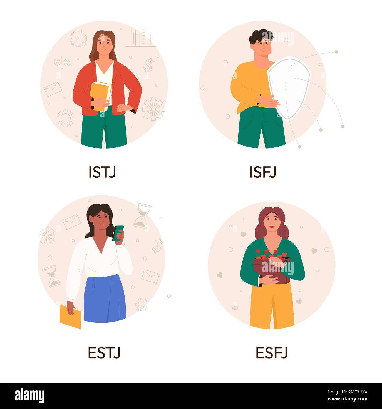 Set of sentinels MBTI person types. Socionics mbti. Personality test ... Set of sentinels MBTI person types. Socionics mbti. Personality test ...