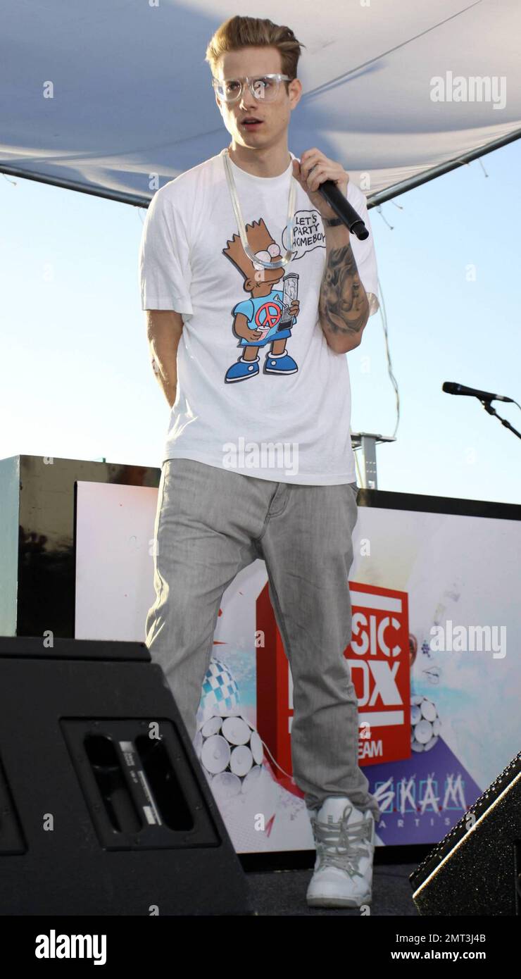 Electro hip hop band Hyper Crush performs at Music Box powered by Ustream VMAs weekend on the ...