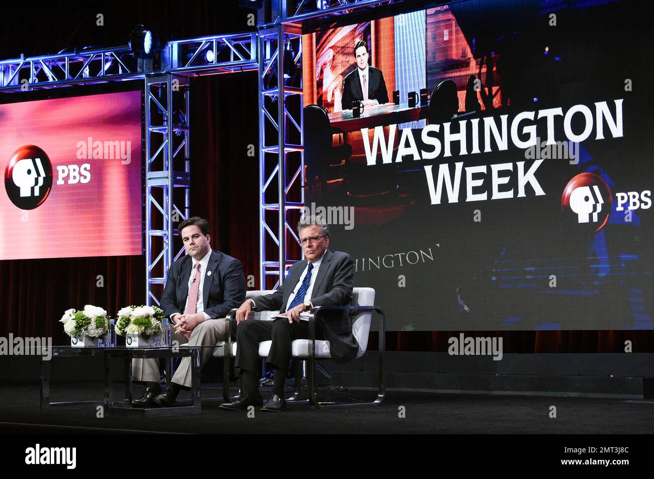 Robert Costa, left, and Jeff Bieber participate in the "Washington Week ...