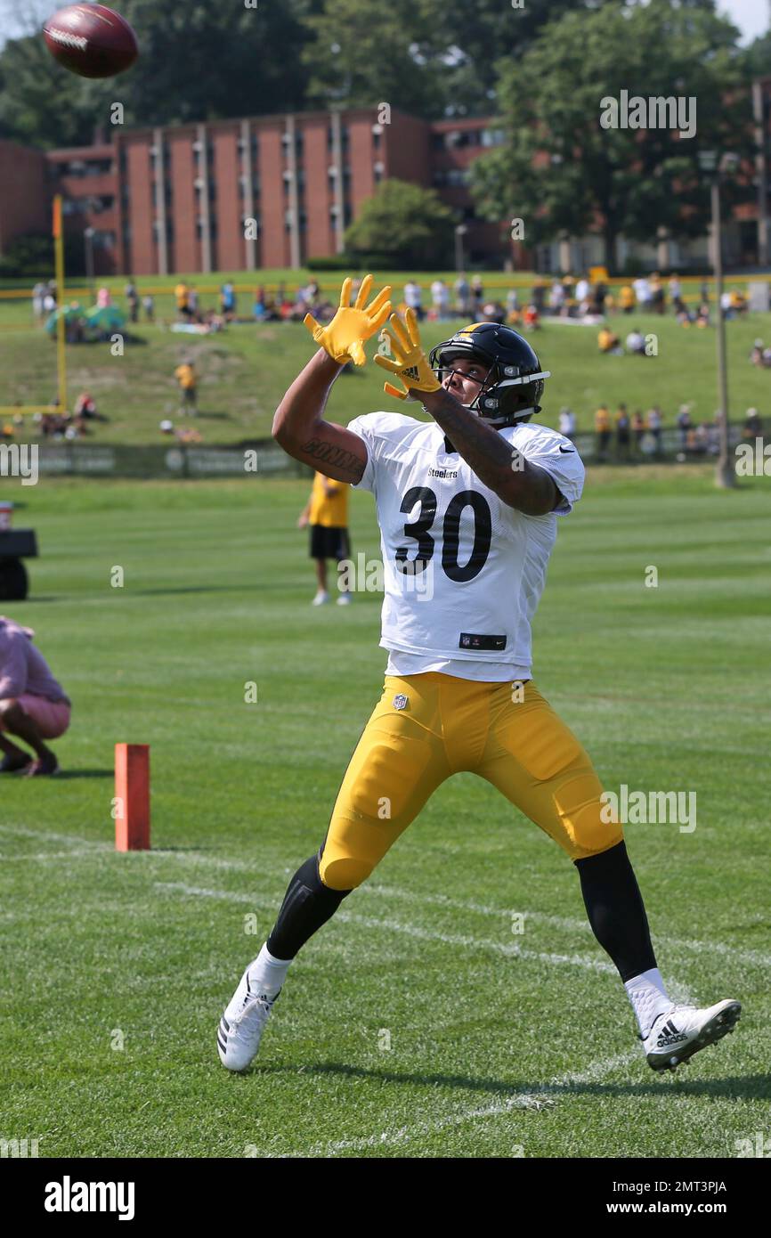 Pittsburgh Steelers running back James Conner, goes through drills ...