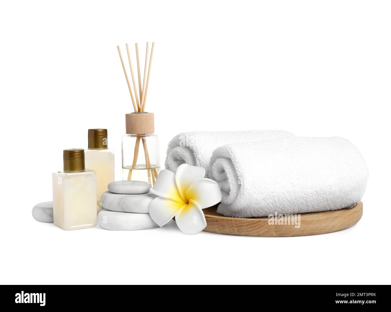 Beautiful spa composition with reed diffuser on white background Stock ...