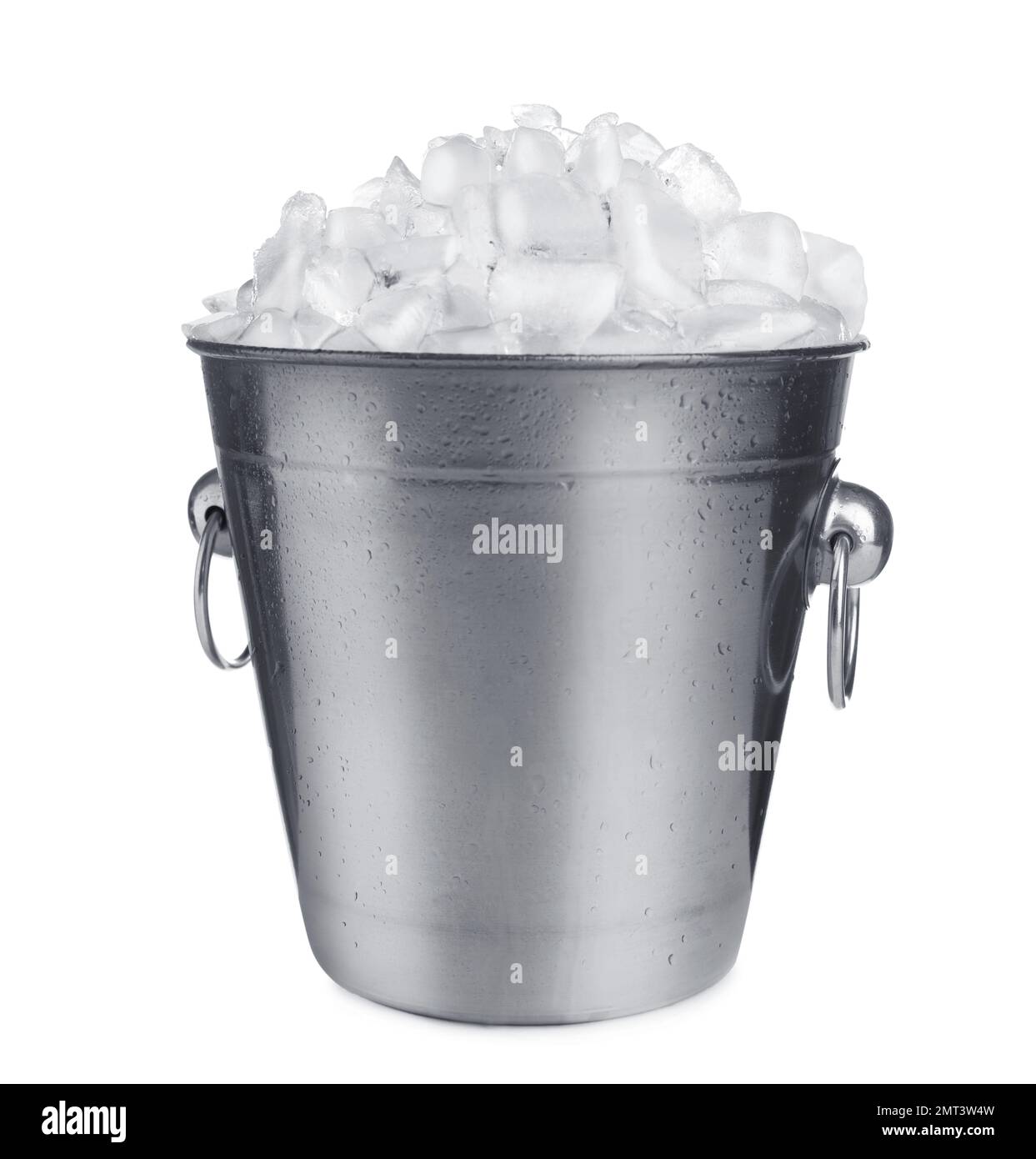 Metal bucket with ice cubes isolated on white Stock Photo - Alamy