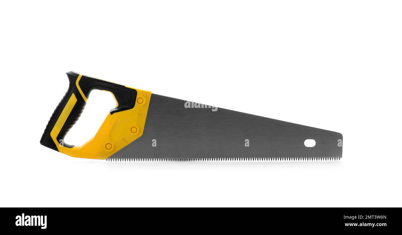 Modern hand saw isolated on white. Carpenter's tool Stock Photo - Alamy