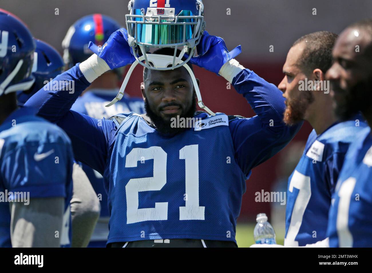 New York Giants' Landon Collins participates in a NFL football training ...