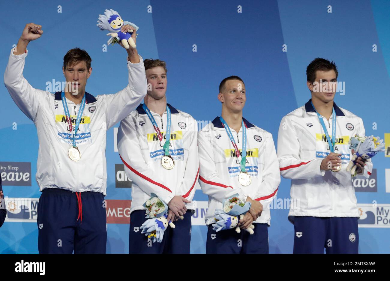 United States' gold medal winners Matt Grevers, Kevin Cordes, Caeleb ...