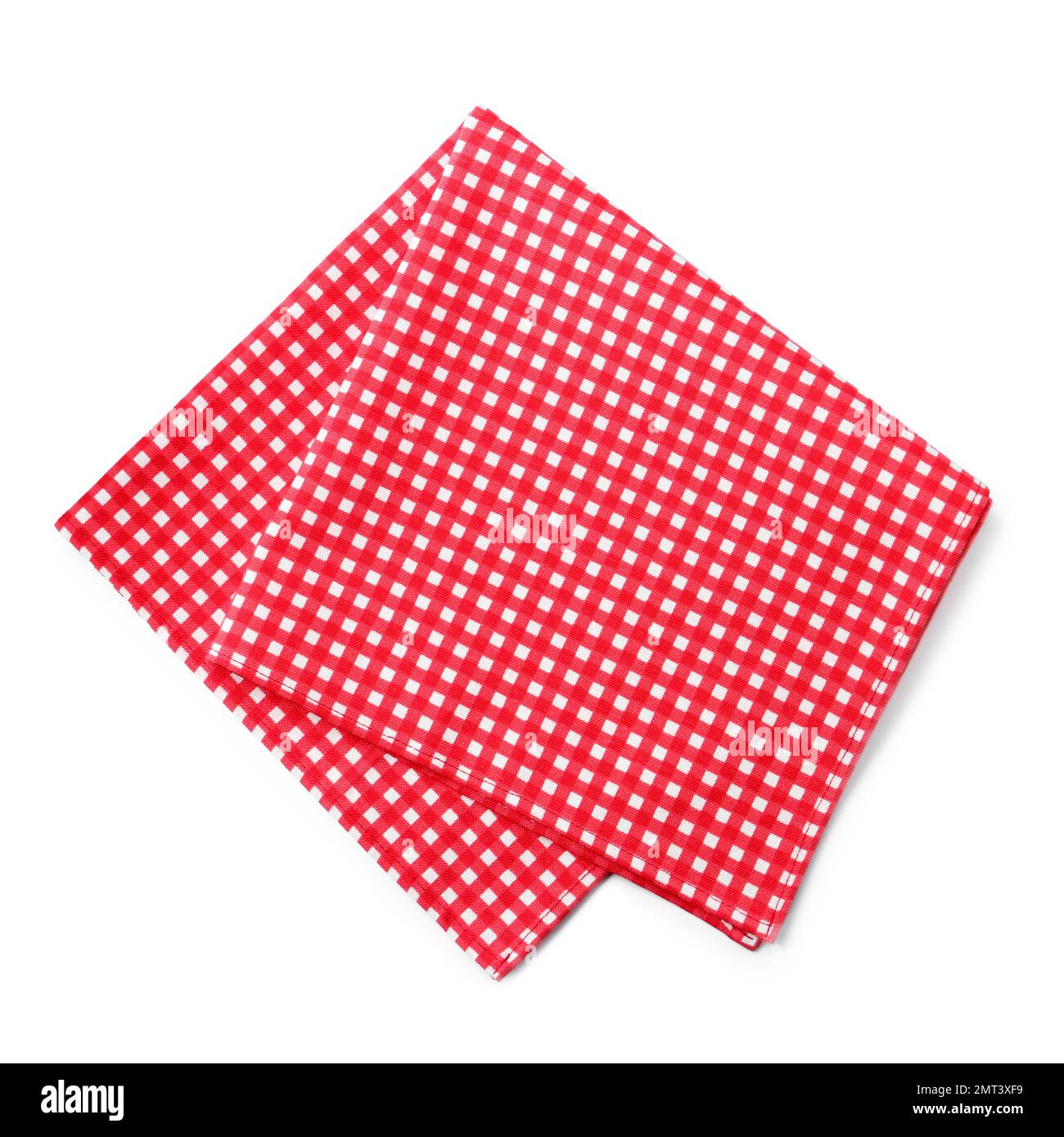 Folded checkered napkin isolated on white, top view Stock Photo - Alamy