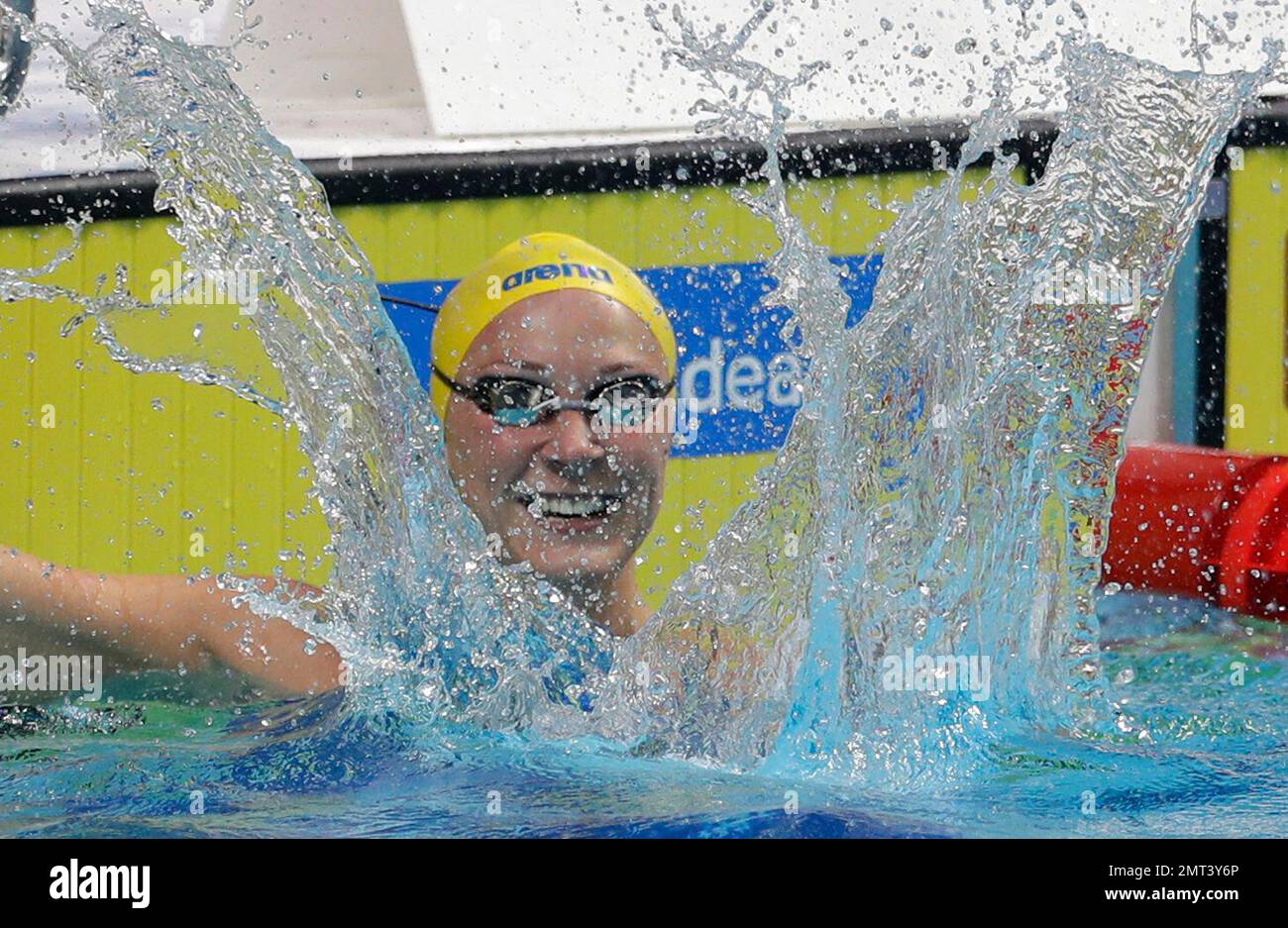 Sweden's Sarah Sjostrom celebrates after winning the gold medal in the ...