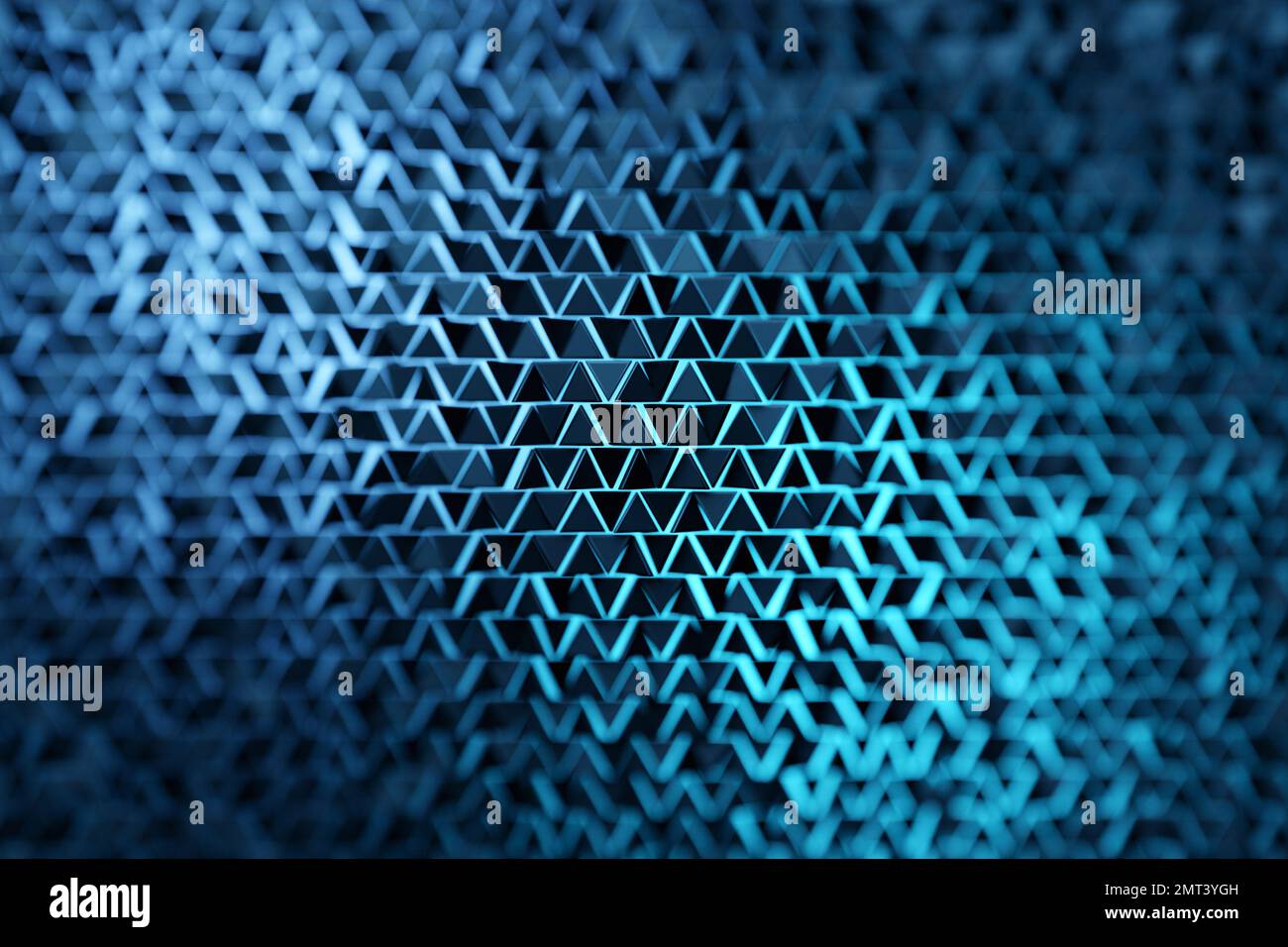 3d Illustration rows of blue triangle .Geometric background, pattern ...