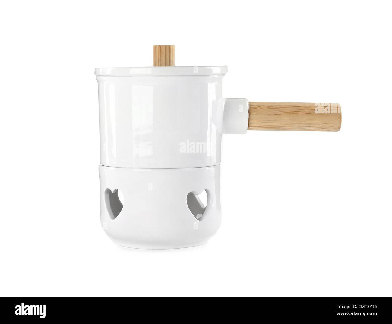 Modern clean fondue pot isolated on white Stock Photo - Alamy