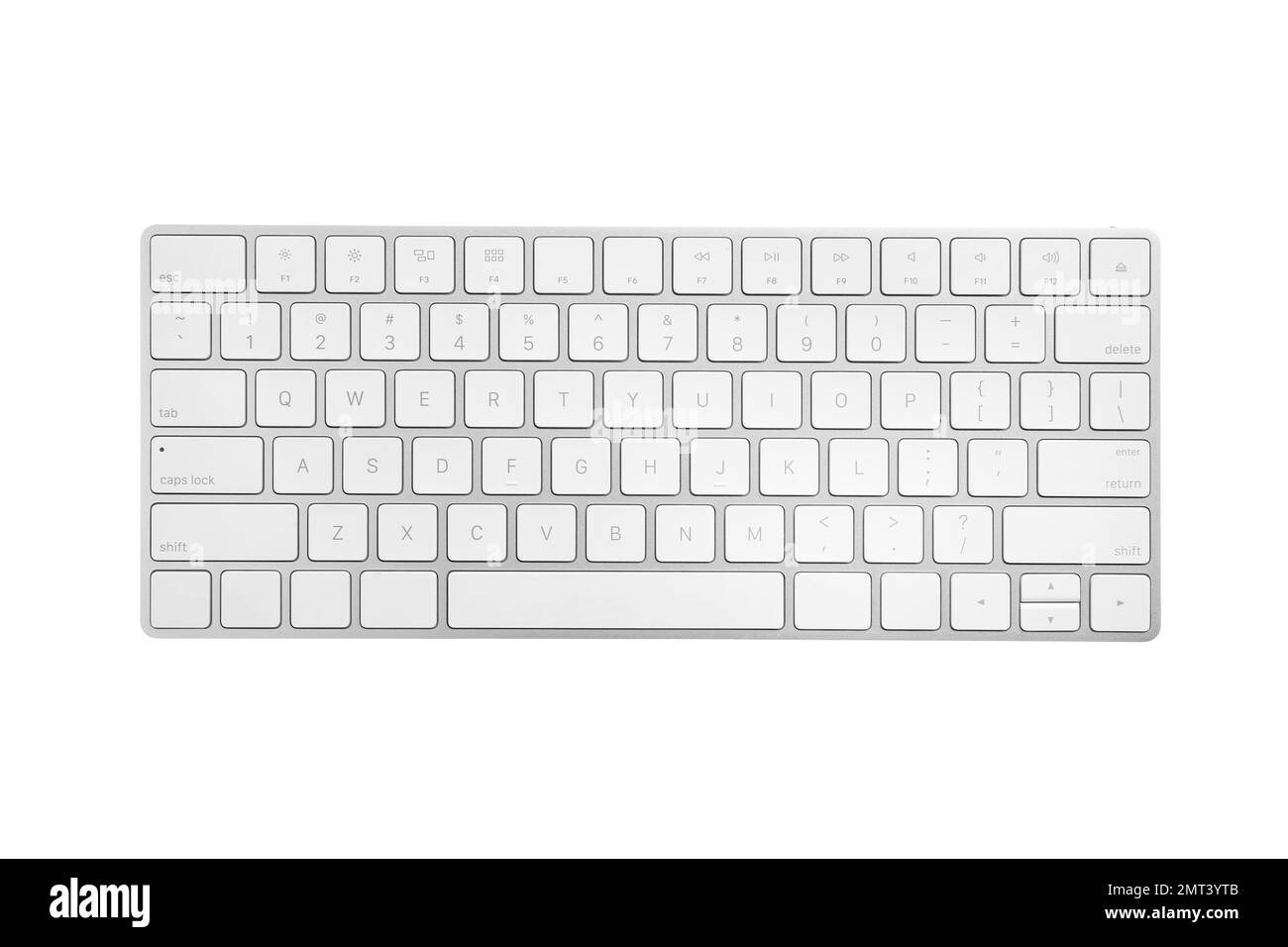 Modern wireless keyboard isolated on white, top view Stock Photo - Alamy