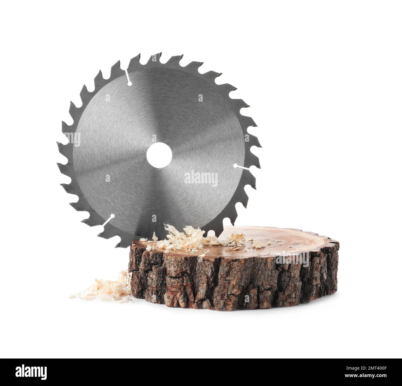 Wooden cut with saw disk isolated on white. Carpenter's tool Stock ...