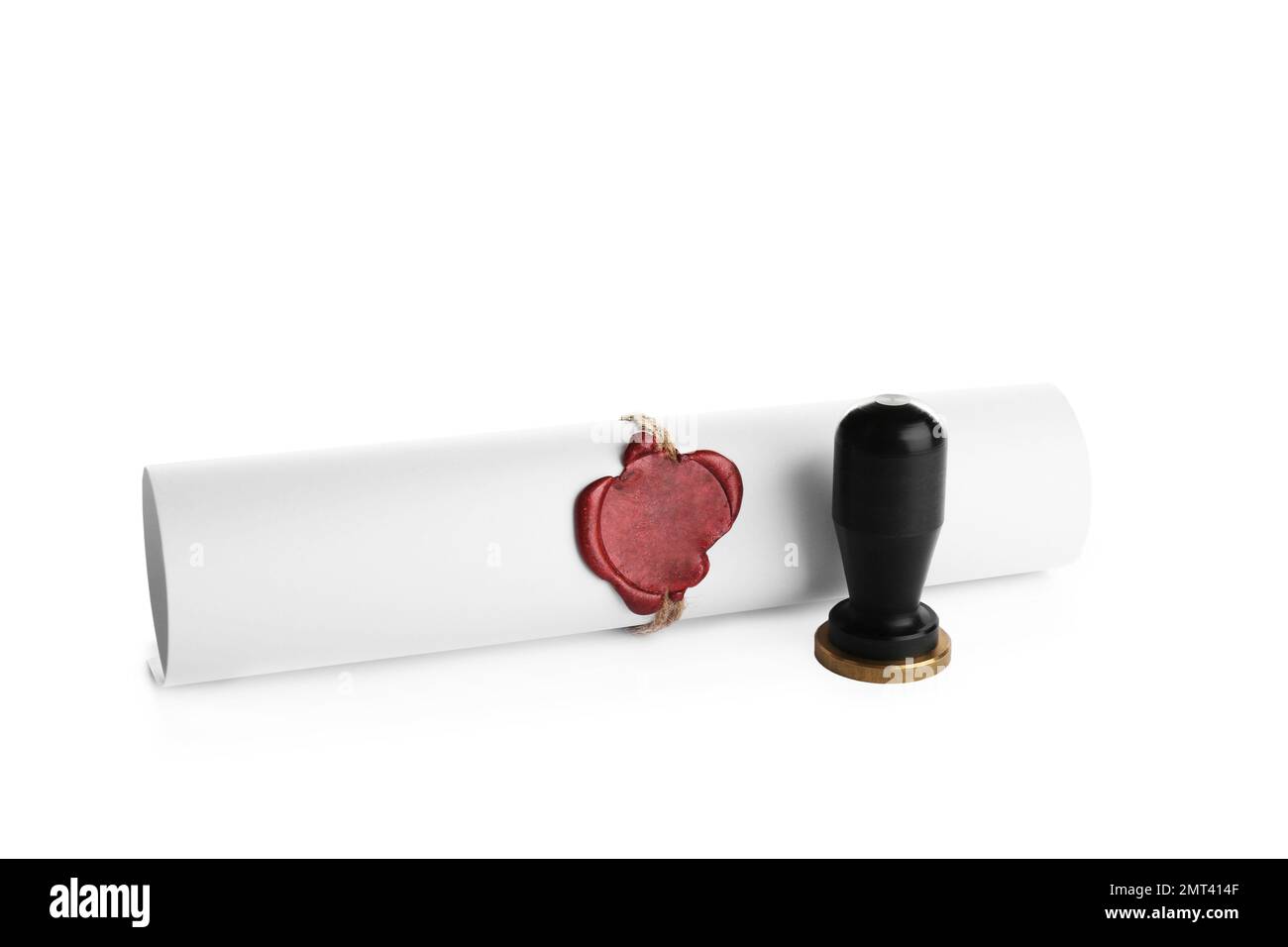 Notary's public pen and sealed document isolated on white Stock Photo ...