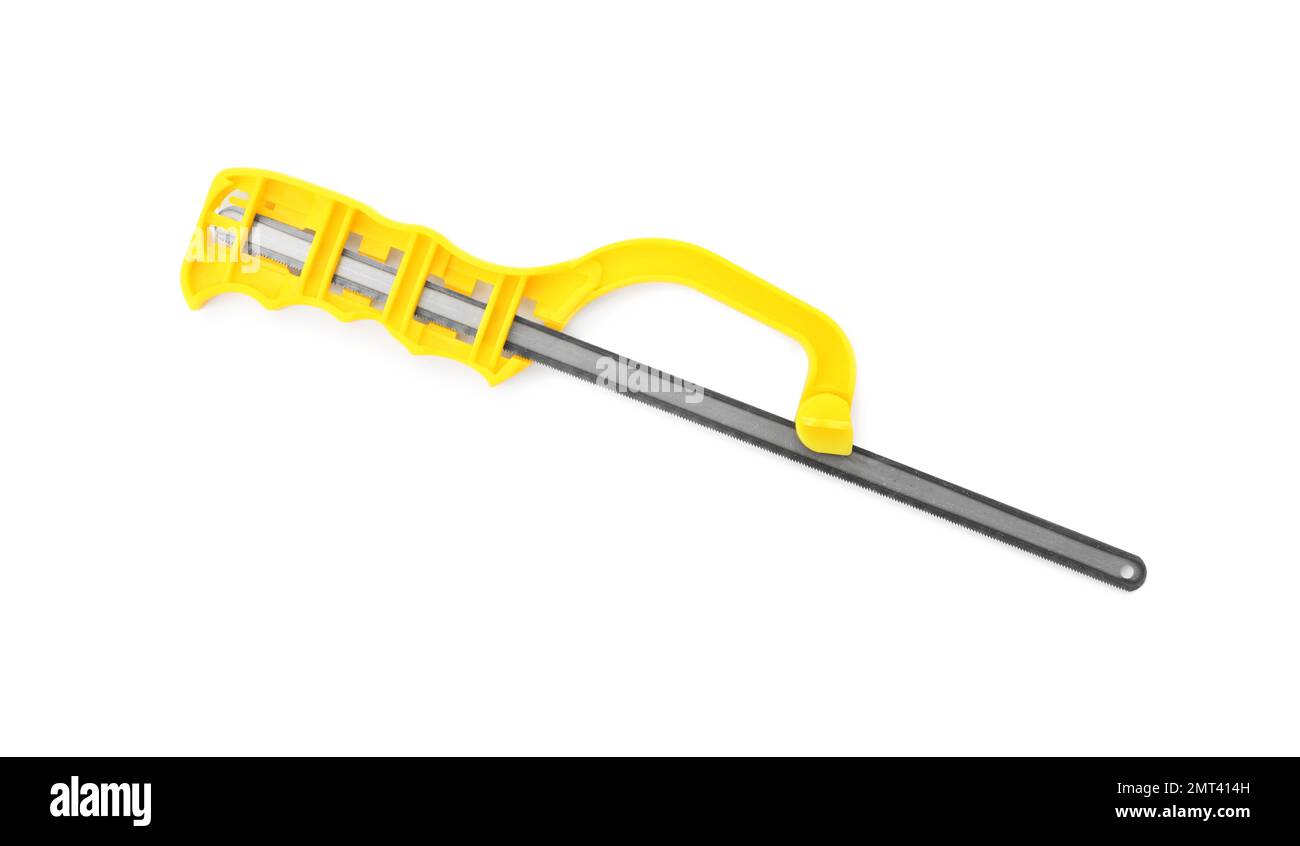 Modern small hand saw isolated on white. Carpenter's tool Stock Photo ...