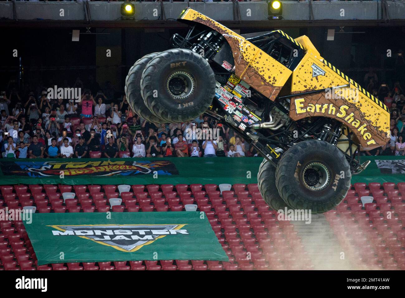 A Monster Jam truck performs during the first-ever monster truck event ...