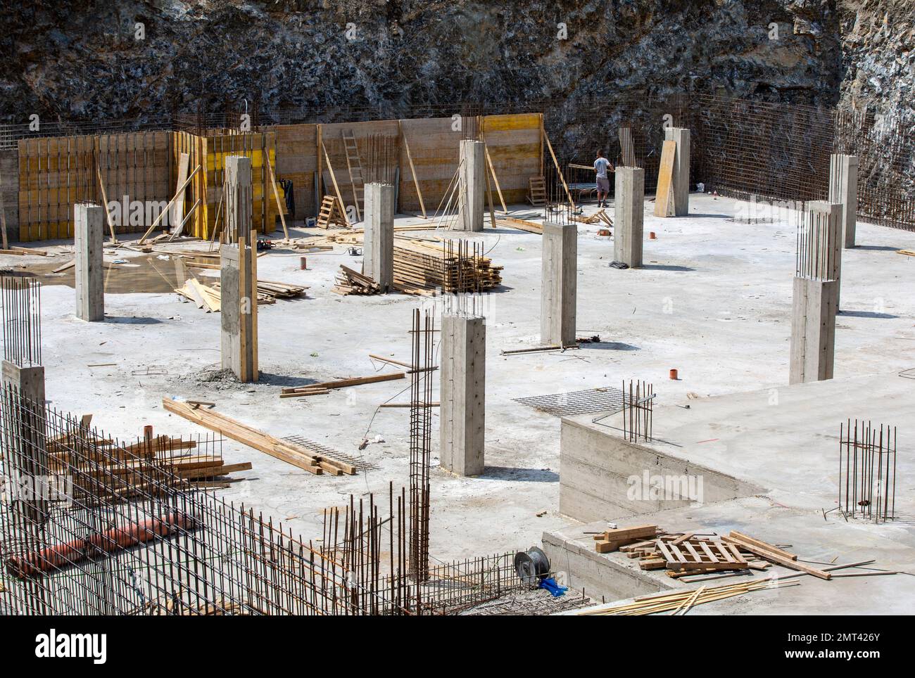 The construction site of the future home. New house construction in ...