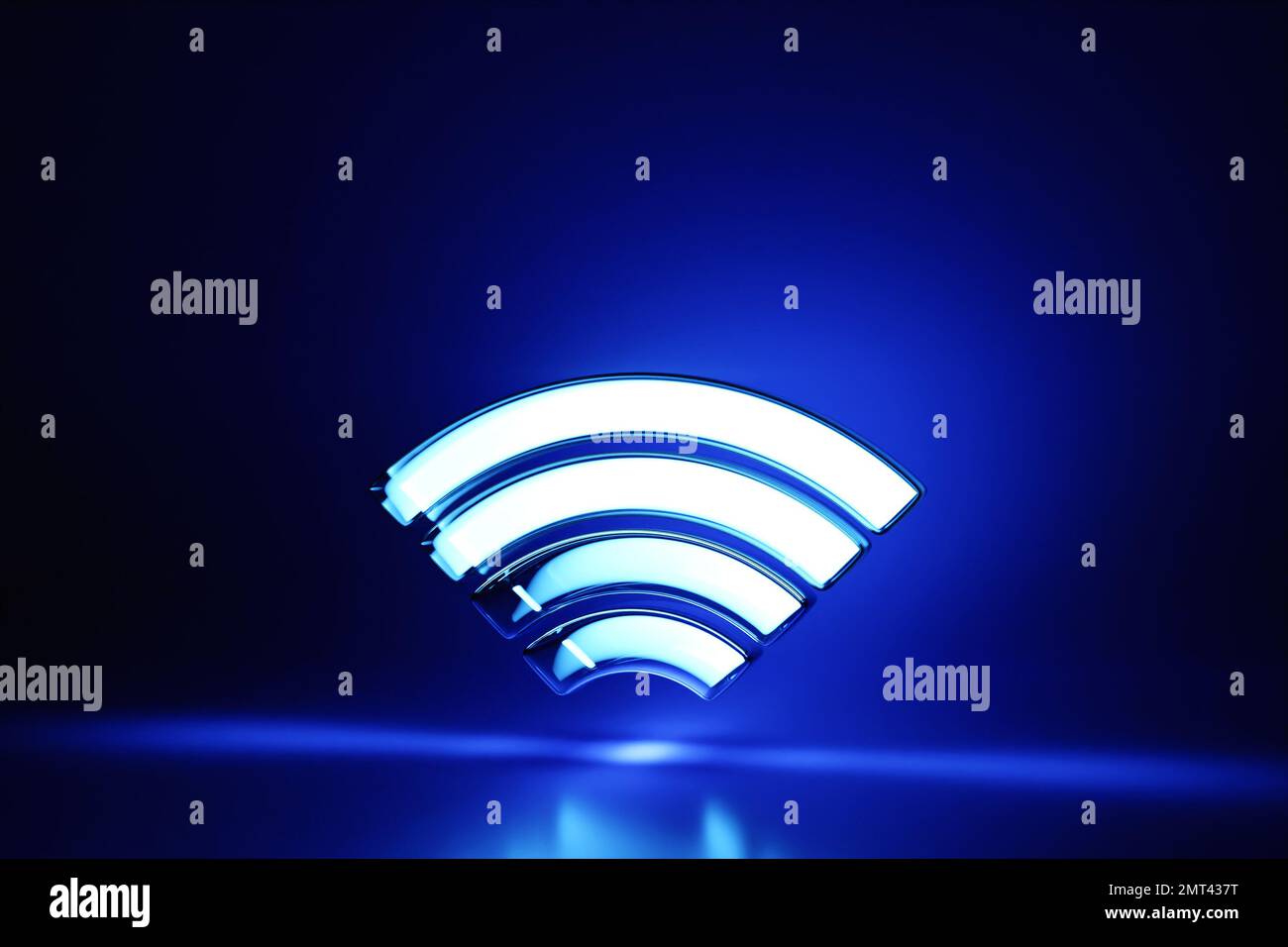 3D illustration of a working cellular connection WI-fi on a blue ...