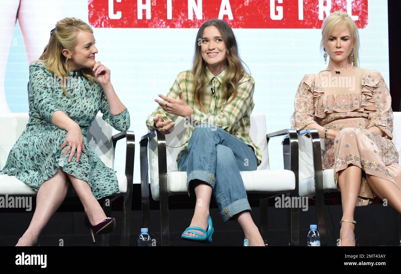 Elisabeth Moss, from left, Alice Englert and Nicole Kidman participate ...