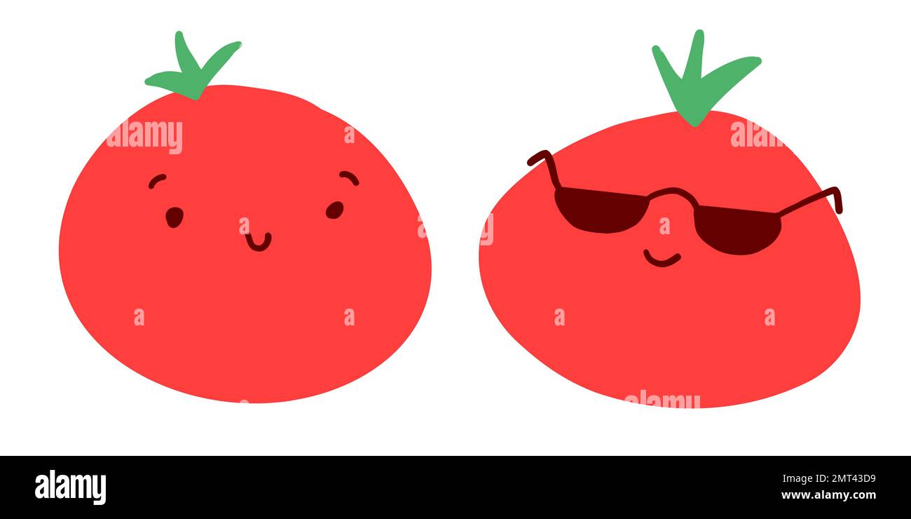 Tomato cartoon characters in flat cartoon style. Vector illustration ...