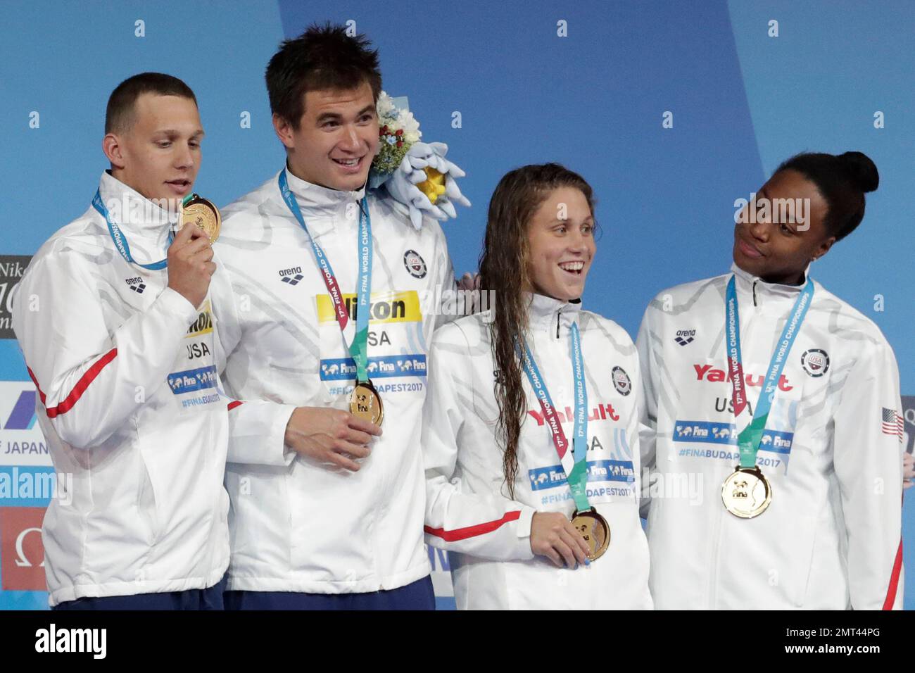 United States' gold medal winners Caeleb Remel Dressel, Adrian Nathan ...