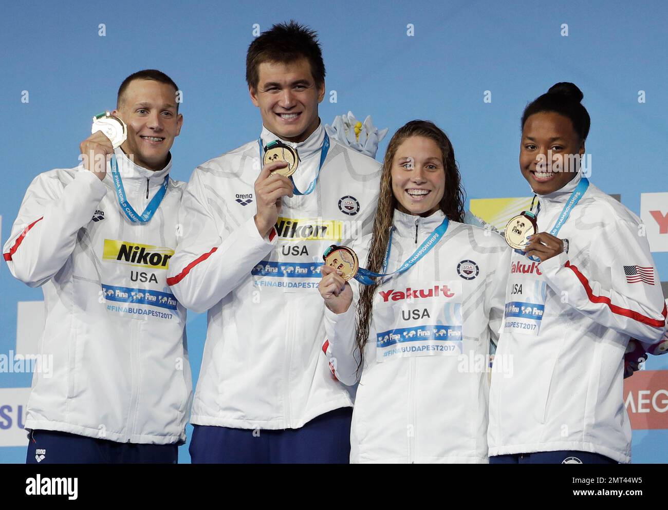 United States' gold medal winners Caeleb Remel Dressel, Adrian Nathan ...