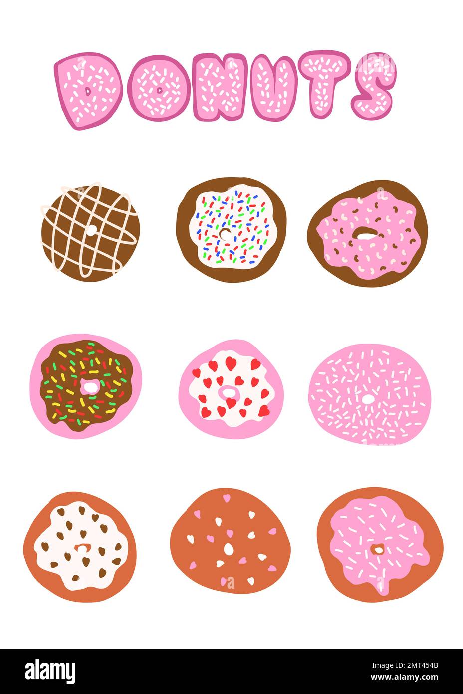 Donuts set in cartoon style. Vector illustration isolated on white ...