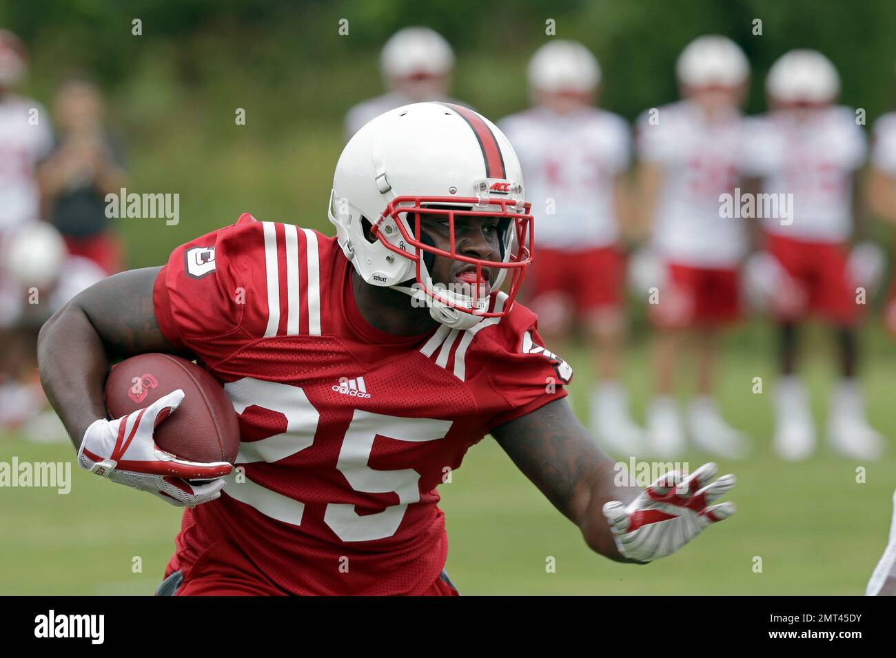 North Carolina State's Reggie Gallaspy II runs the ball during the team ...