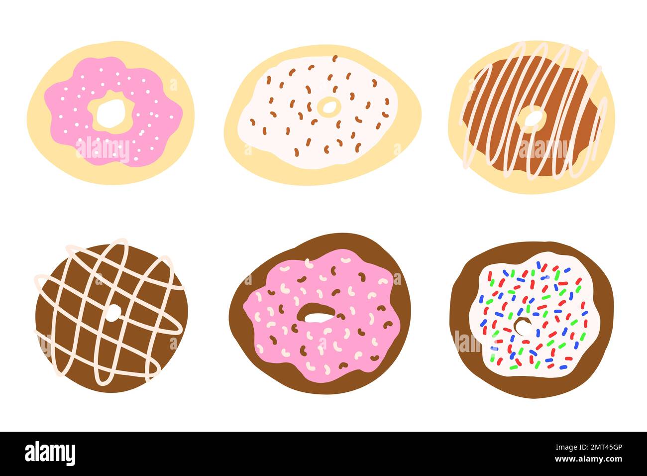 Donuts set in cartoon style. Vector illustration isolated on white ...
