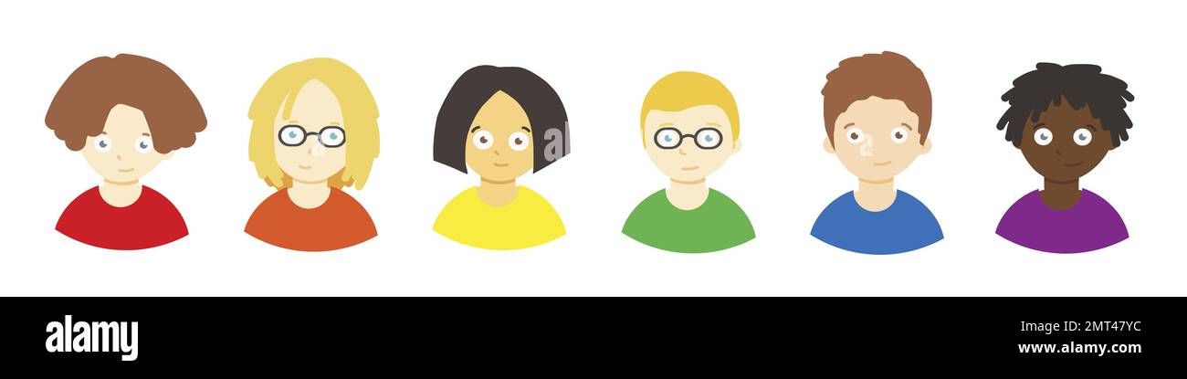 Students set icon. Vector illustrations in cartoon flat style isolated ...