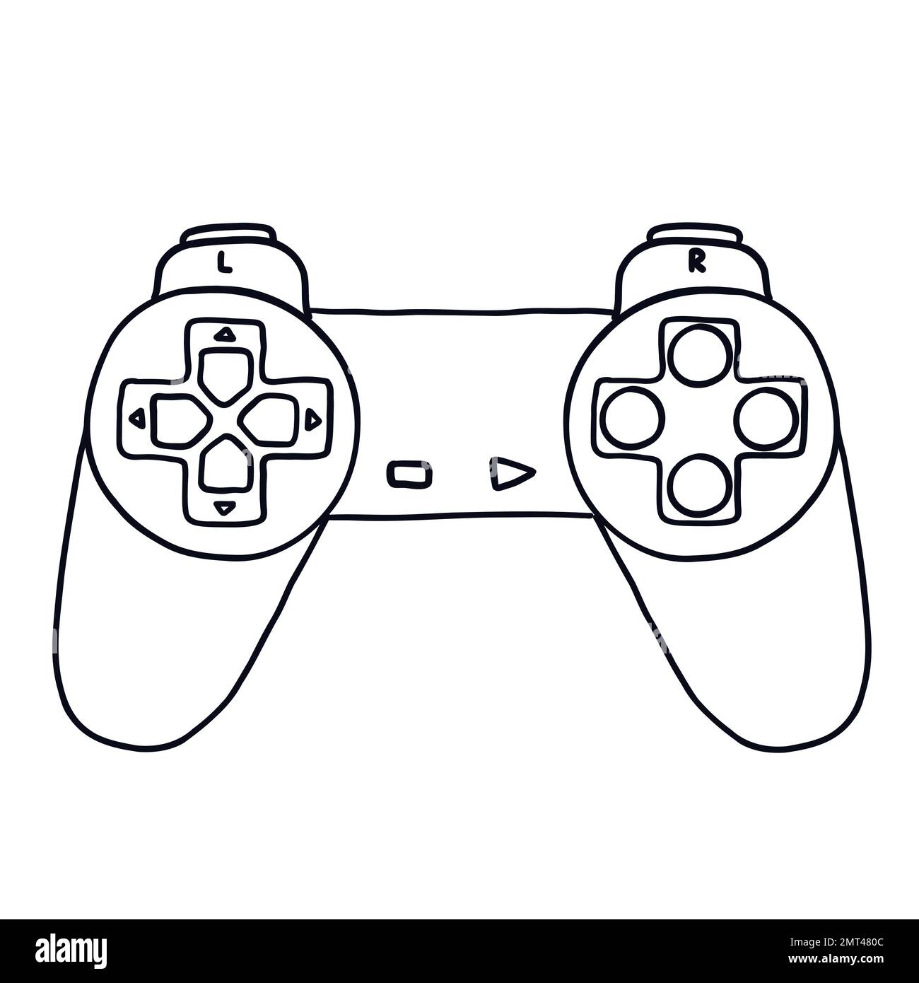 Game retro modern controller. Vector illustration in hand-drawn outline ...