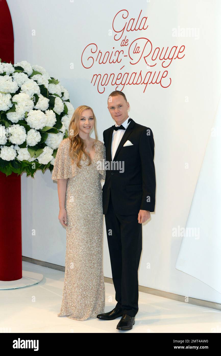 Christopher Froome and his wife Michelle Cound pose as they arrive at ...