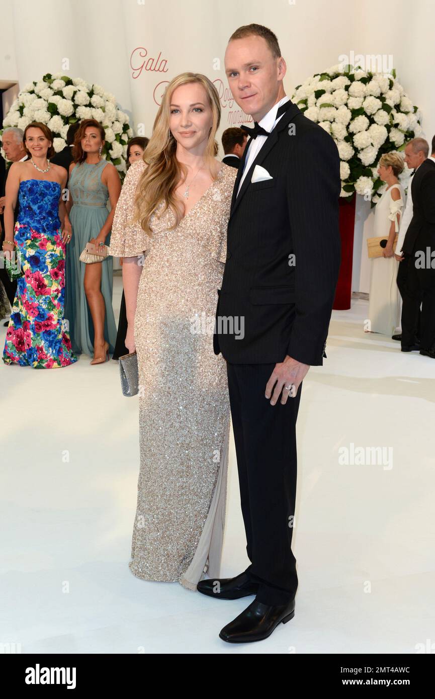 Christopher Froome and his wife Michelle Cound pose as they arrive at ...