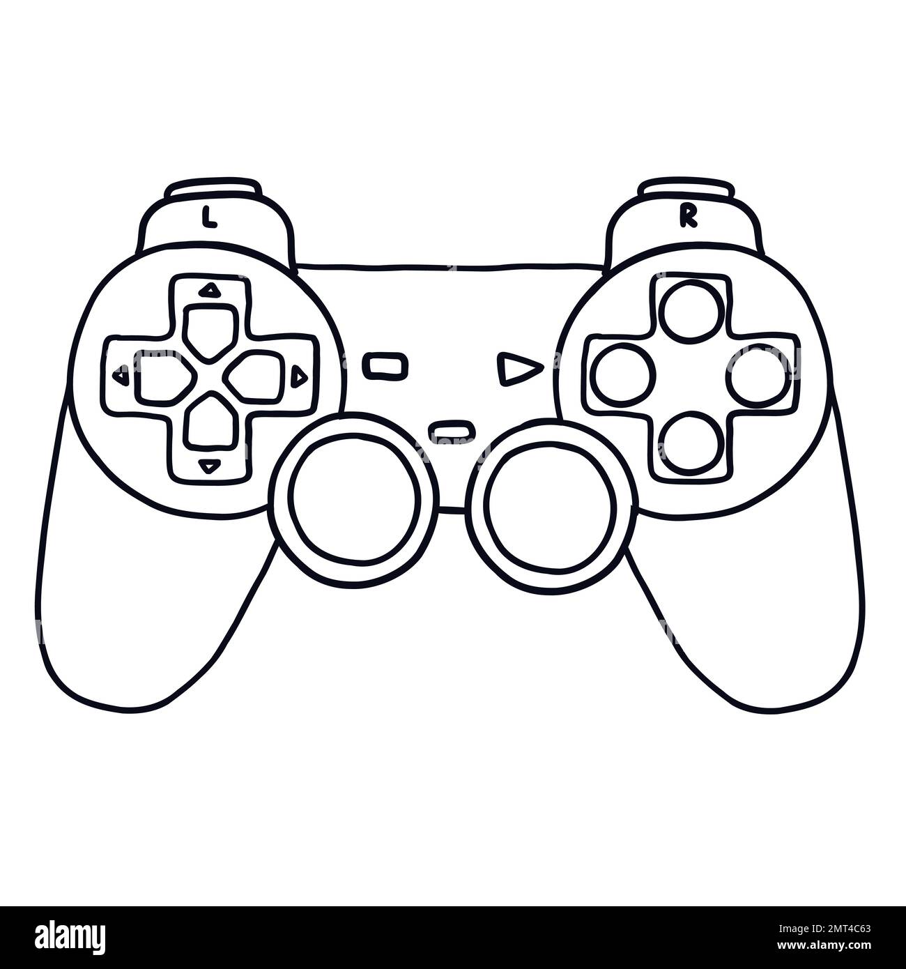 Game retro modern controller. Vector illustration in hand-drawn outline ...