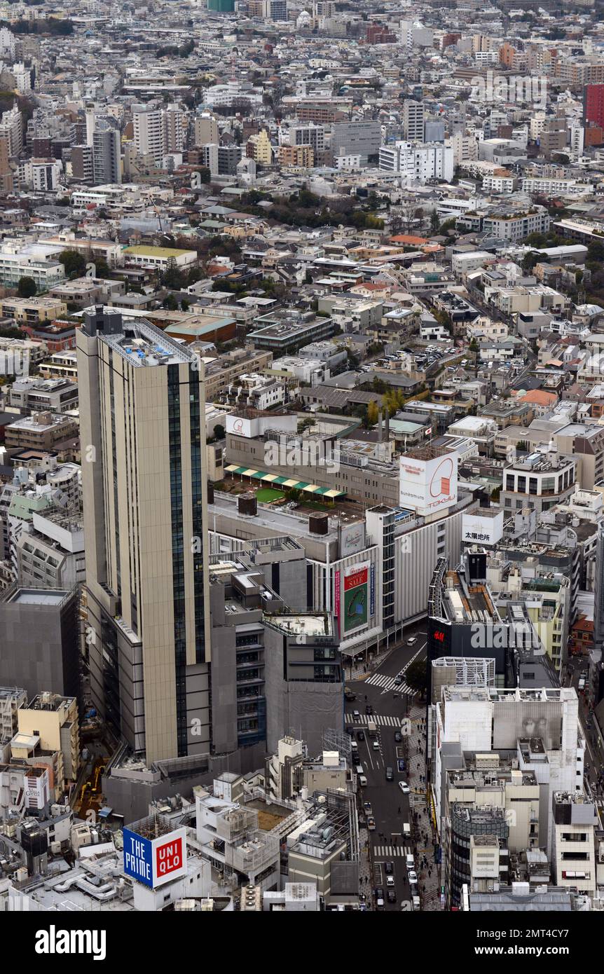 Aerial view of the Tokyu department store in Shibuya, TOkyo, Japan ...