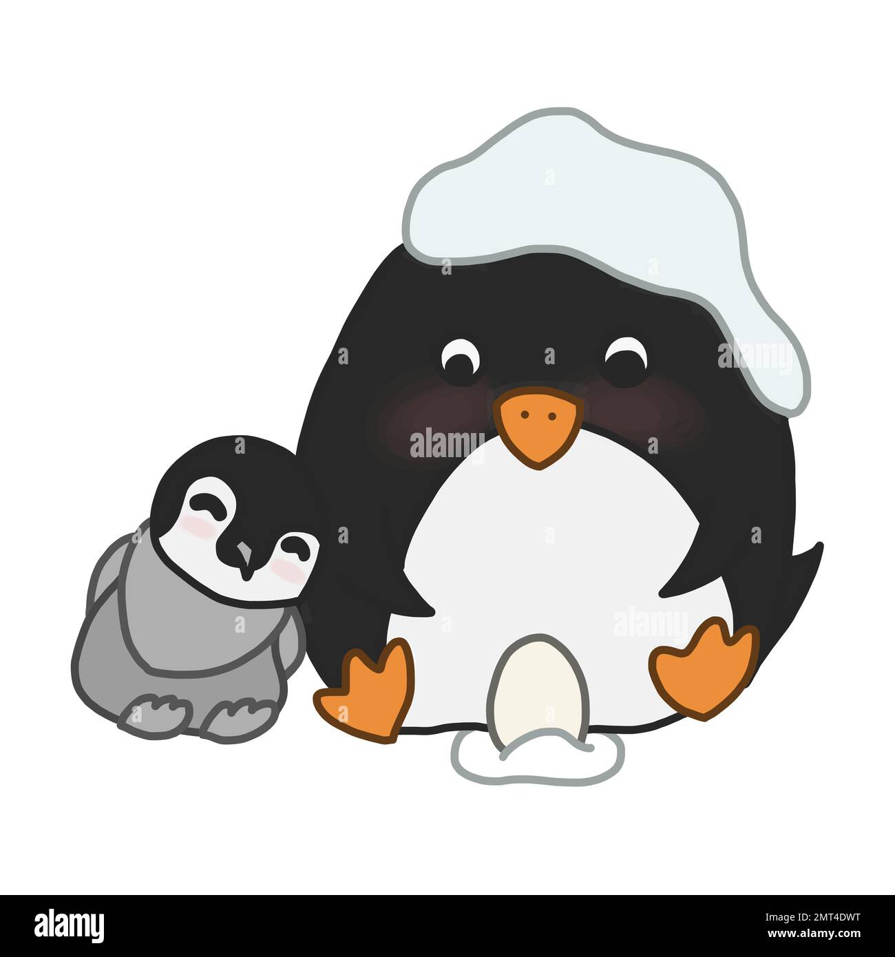 Two penguins with egg. Baby penguin. Cartoon flat characters. Vector ...