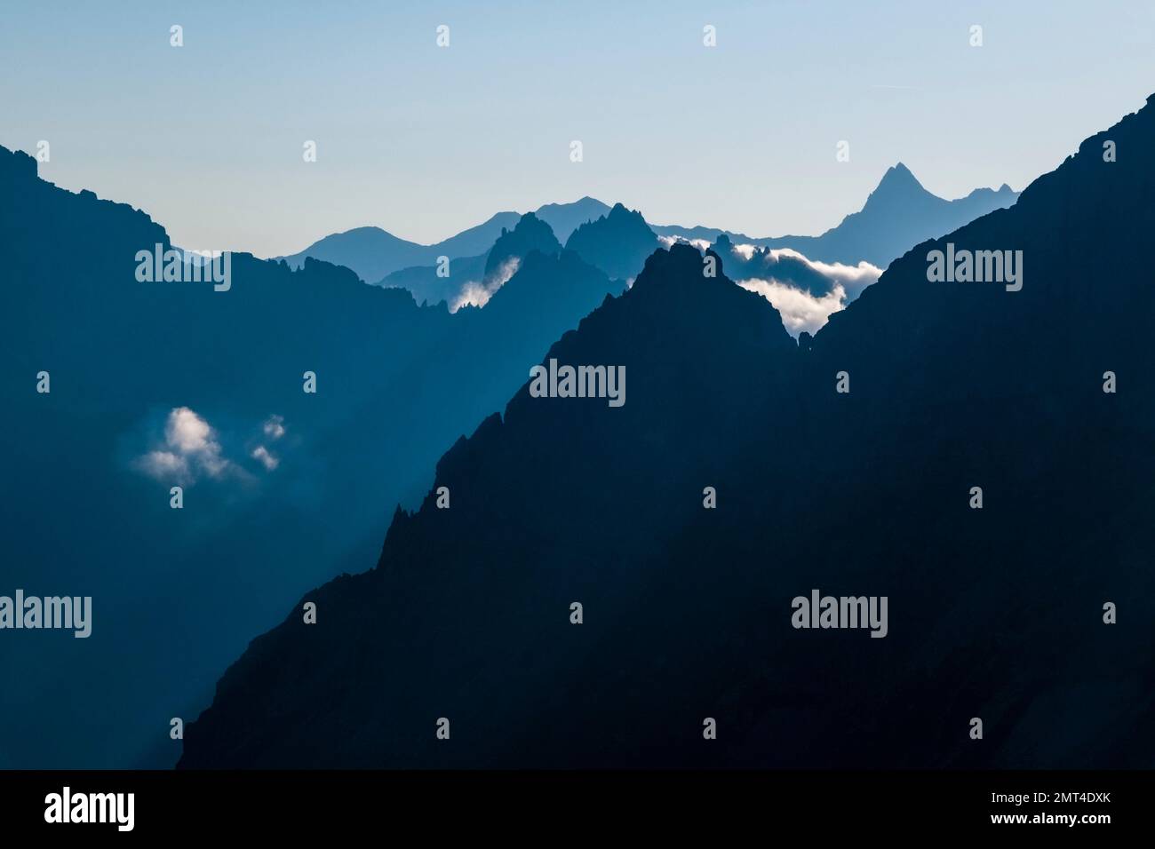 High alpine landscape with mountains and ridges of the French Dauphiné ...