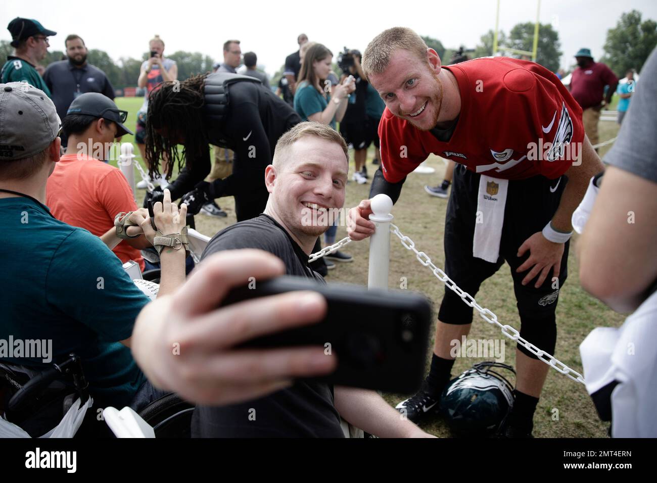 Philadelphia Eagles quarterback Carson Wentz poses for a photograph ...