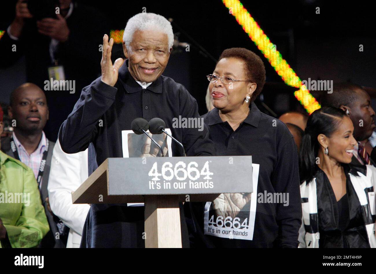 Nelson Mandela appears to make a speech at the 46664 Concert Honouring ...