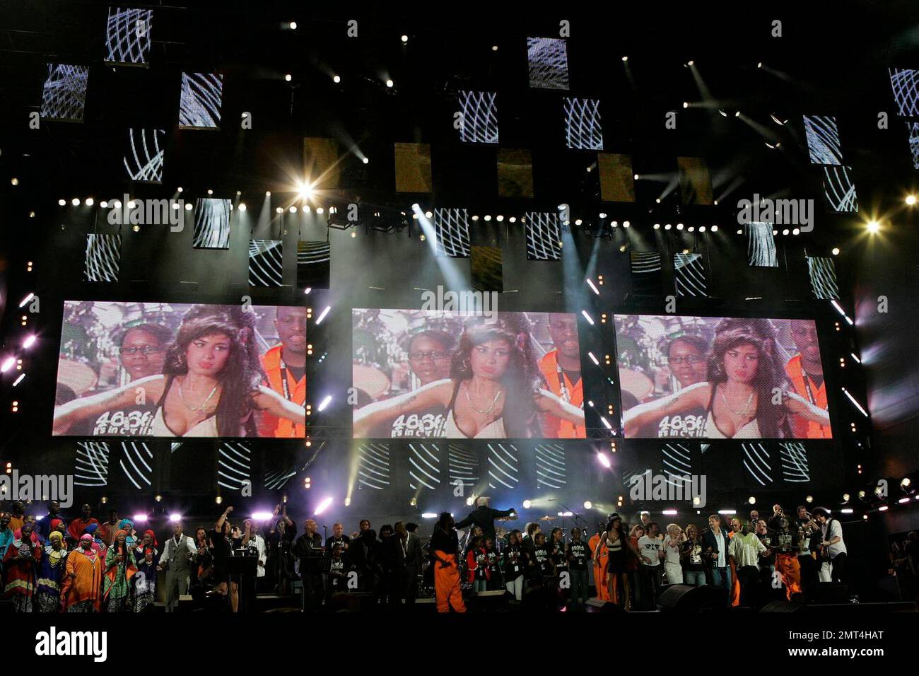 View of the stage at the 46664 Concert Honouring Nelson Mandela's 90th ...