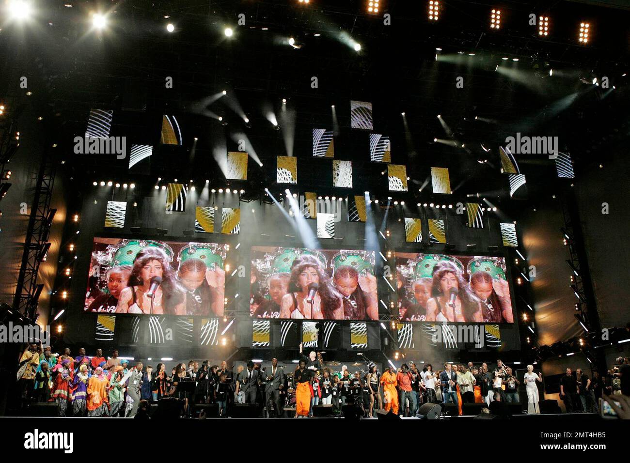 View of the stage at the 46664 Concert Honouring Nelson Mandela's 90th ...