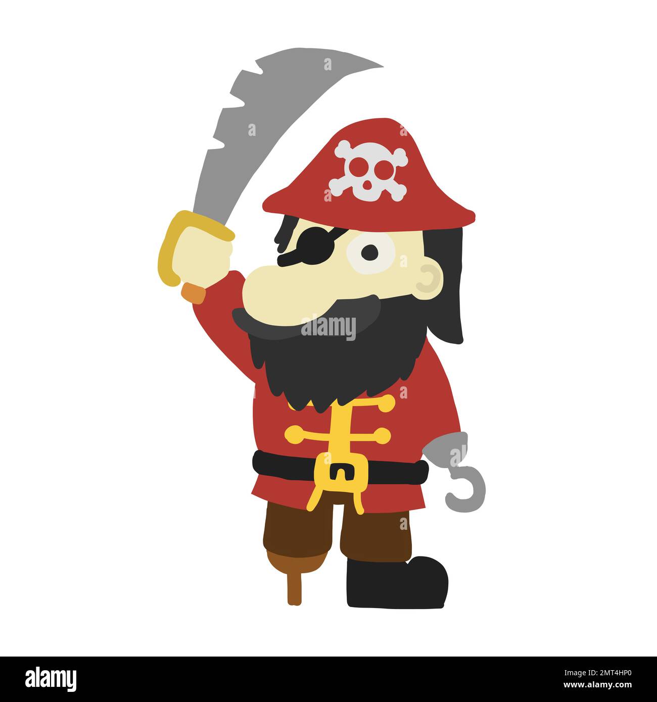 Cartoon funny pirate one-legged with hook in flat style. Vector ...