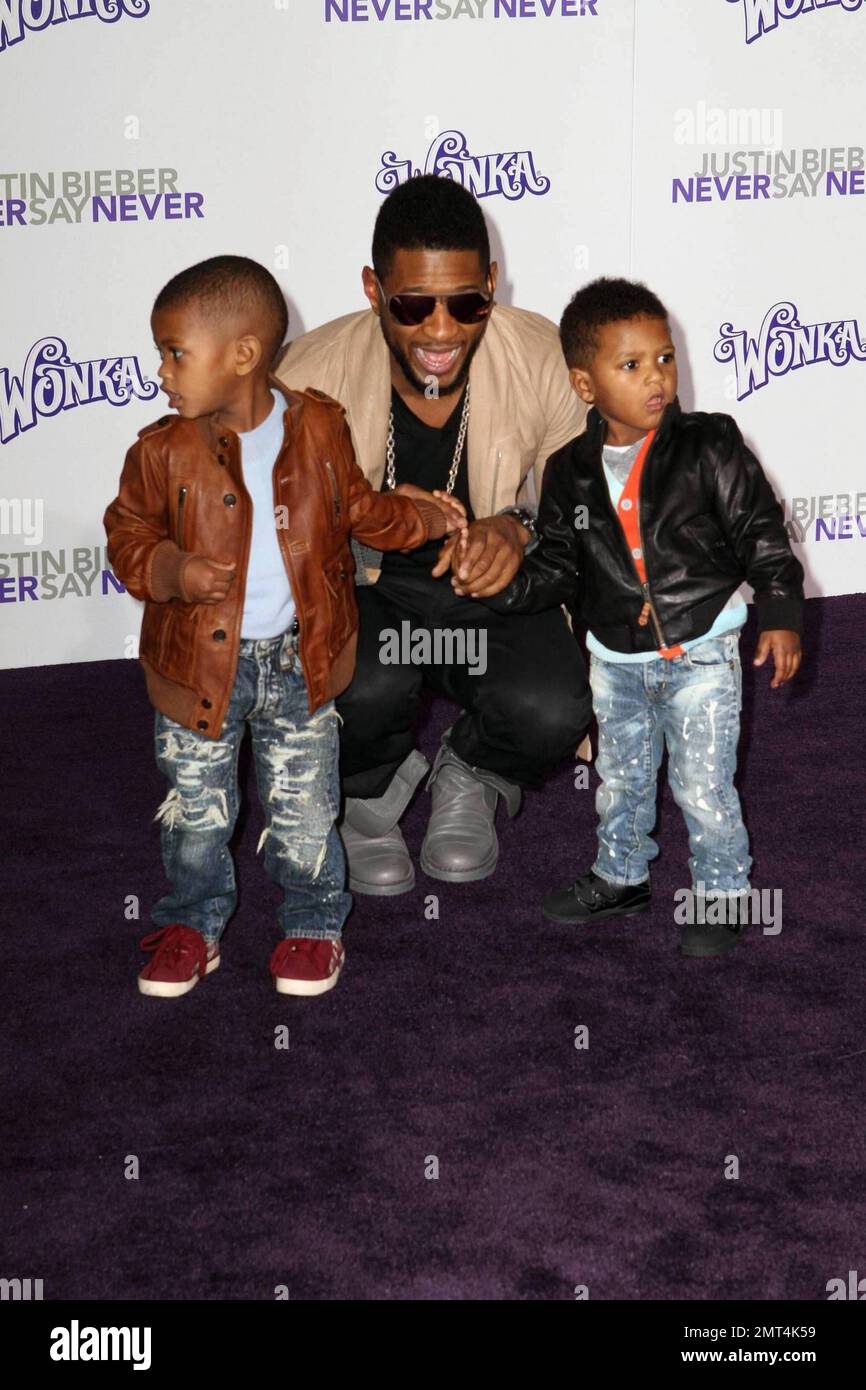 Usher (aka Usher Raymond) with his two sons Usher Terry Raymond V ...