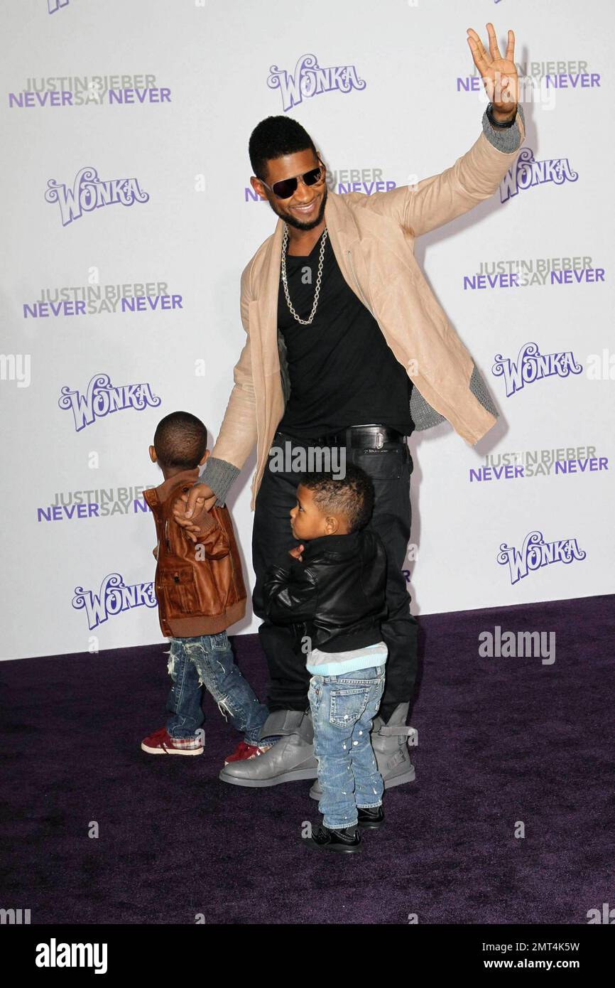 Usher (aka Usher Raymond) with his two sons Usher Terry Raymond V ...