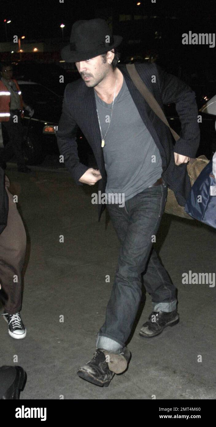 New dad for the second time, actor Colin Farrell arrives at LAX to ...