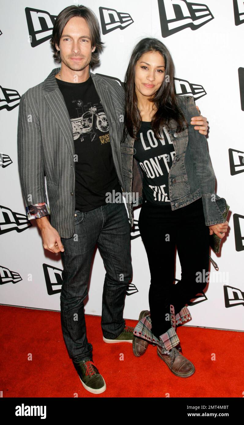 Actors Nick Steele and Janina Gavankar attend the New Era LA Flagship Store Launch on famed ...