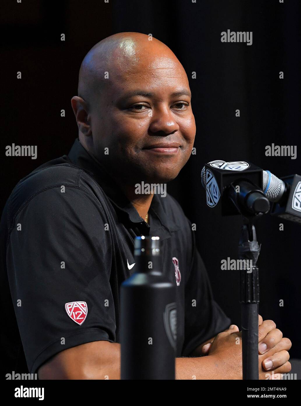 Stanford head coach David Shaw speaks at Pac-12 NCAA college football ...