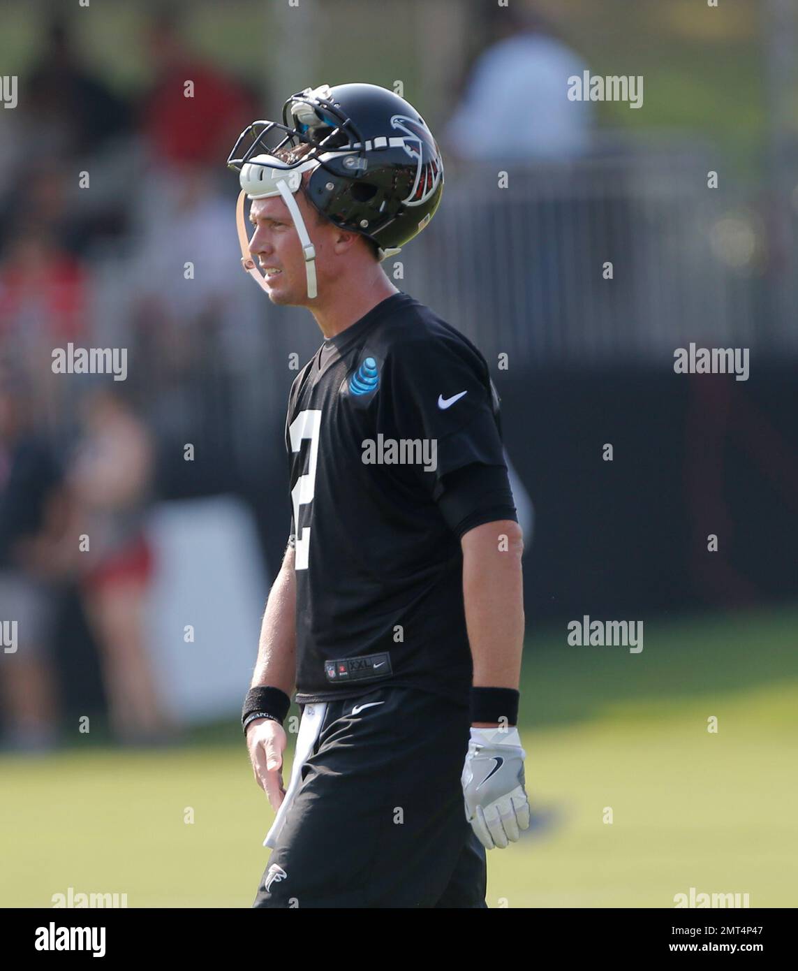 Atlanta Falcons quarterback Matt Ryan (2) is shown during a lull in the ...