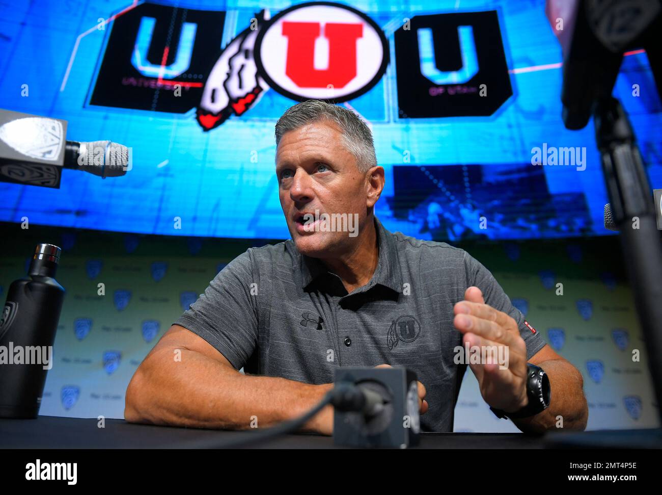 Utah head coach Kyle Whittingham speaks at the Pac-12 NCAA college ...
