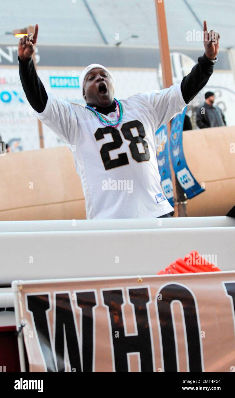 Usama Young of the New Orleans Saints celebrates on a float during the ...